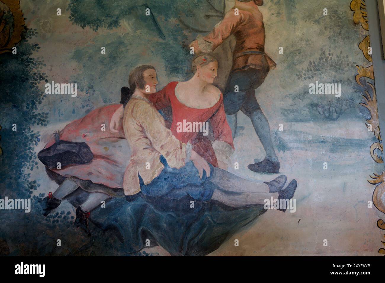 wall painting in upstairs room at Herningsholm museum in Herning Stock ...