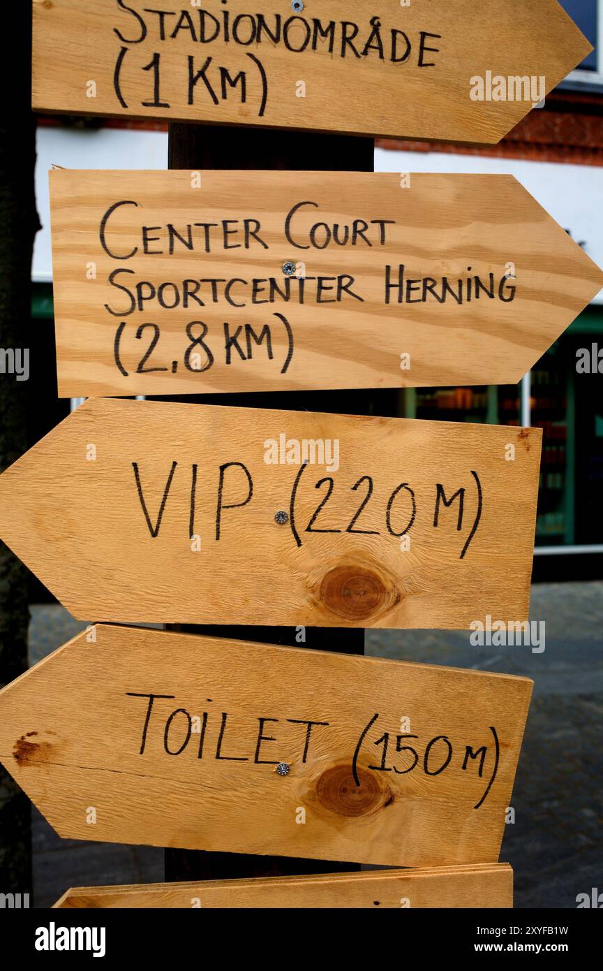 direction signs for pedestrians on Bredgade in central Herning Stock ...