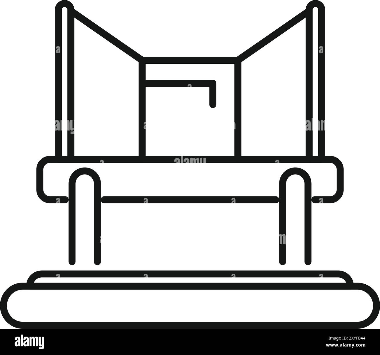 Simple line art illustration of a voting booth with a curtain and ...