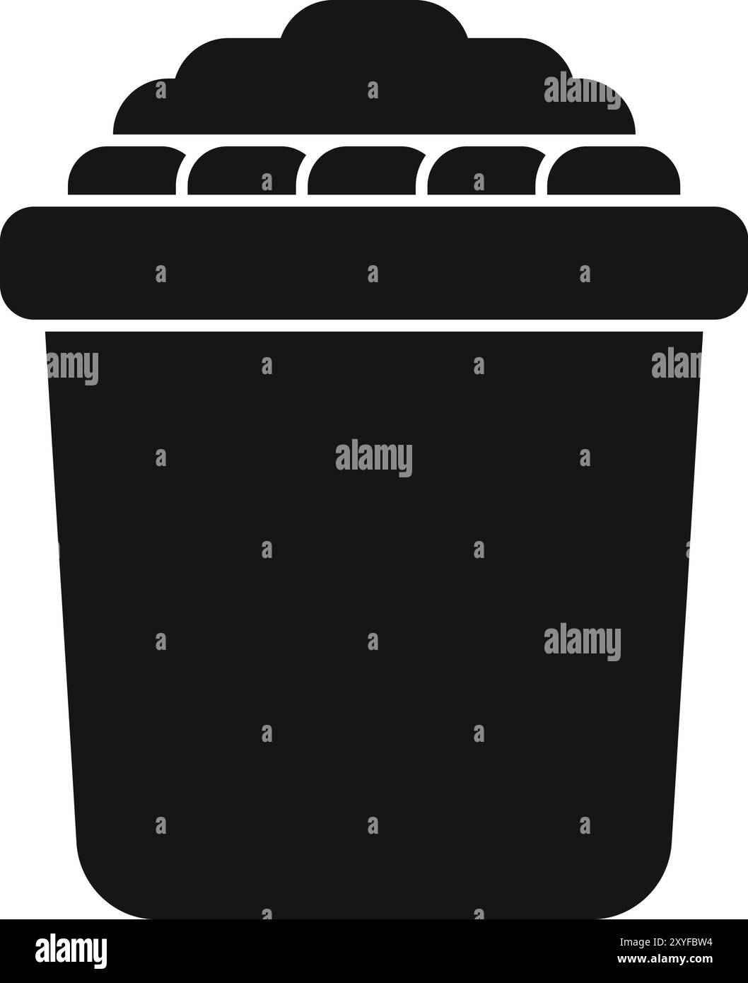 Black silhouette icon of a bucket overflowing with soapy water for ...