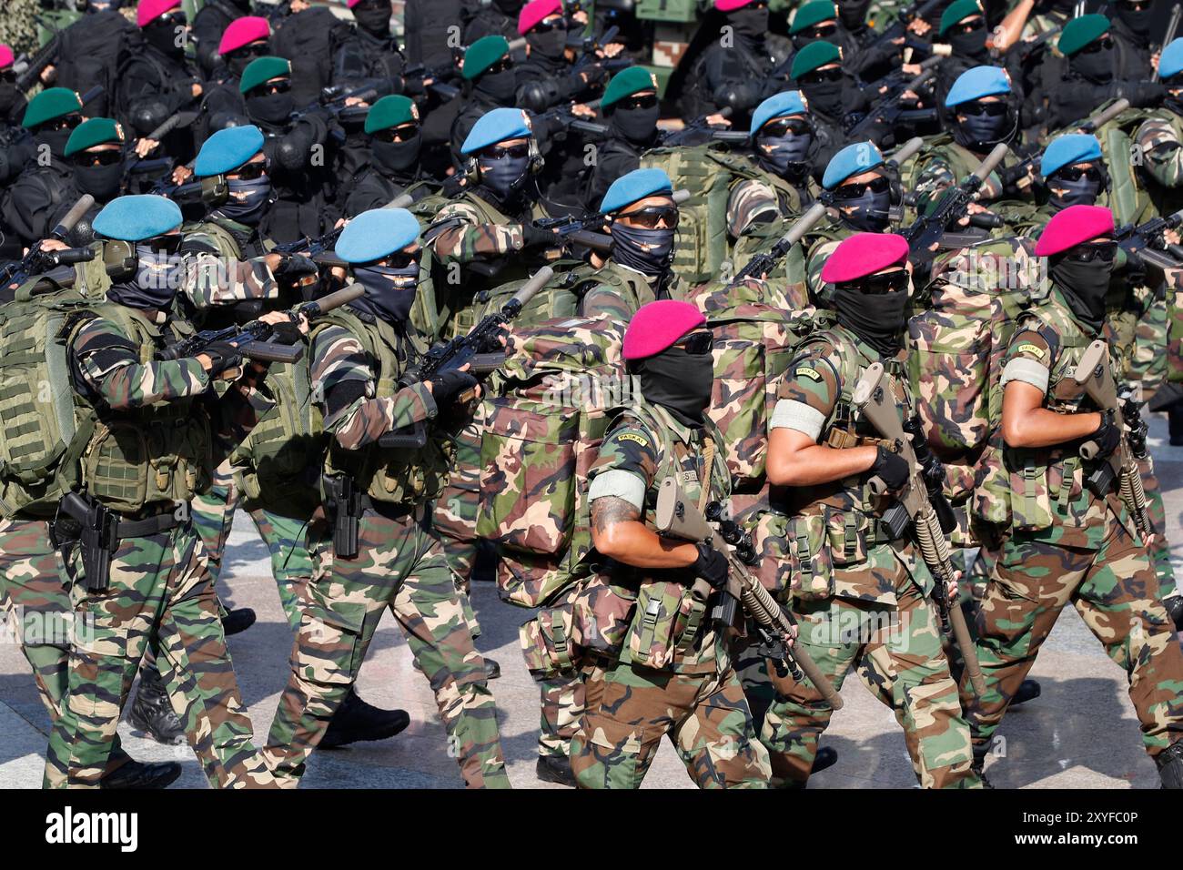 Kuala Lumpur, Malaysia. 29th Aug, 2024. Malaysian Armed Forces personnel march during the 67th ...