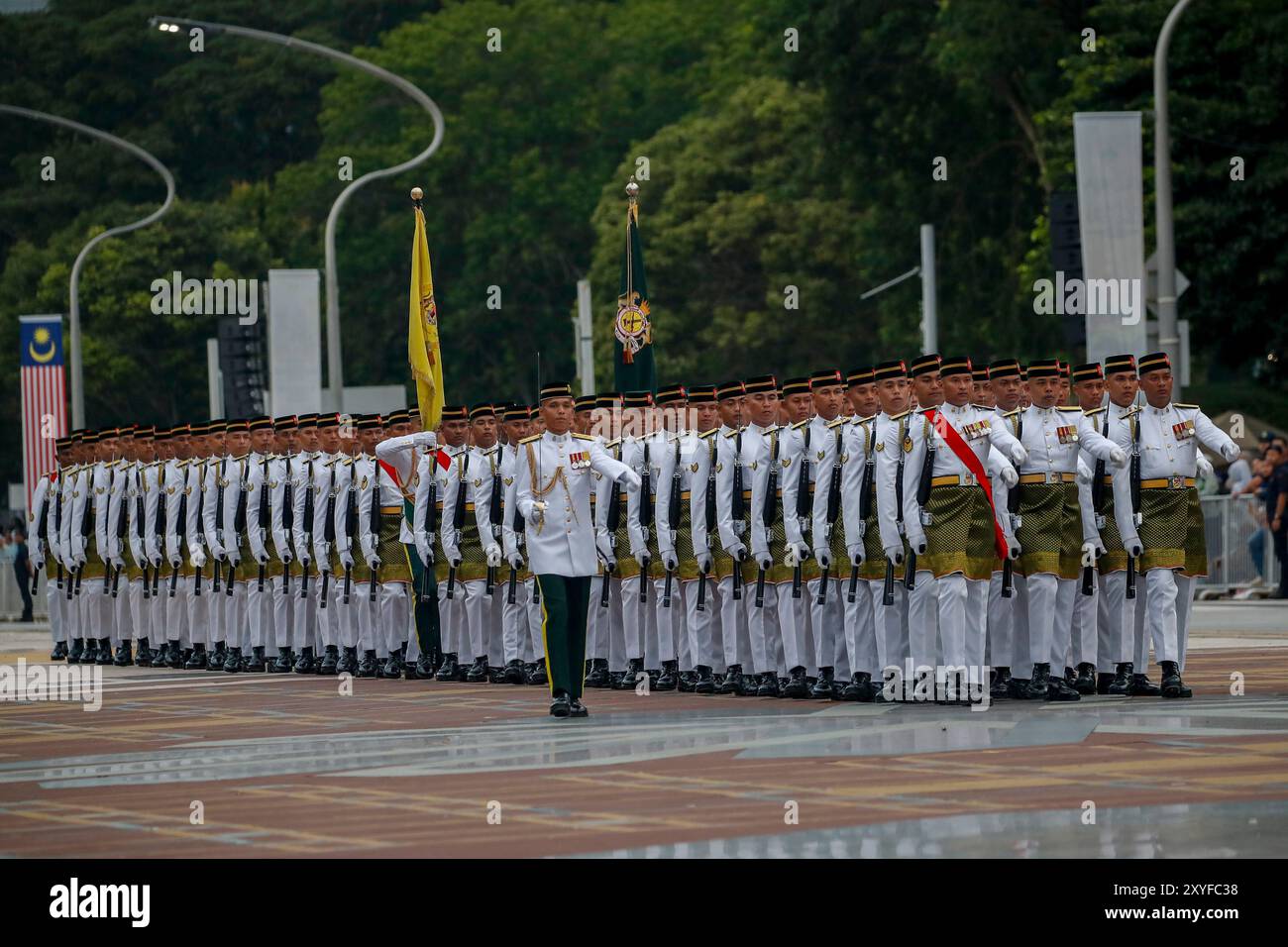 Kuala Lumpur, Malaysia. 29th Aug, 2024. Malaysian honor guards march ...