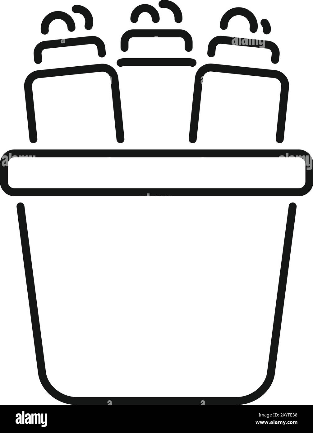 Minimalist line icon of a pen holder storing three writing utensils ...