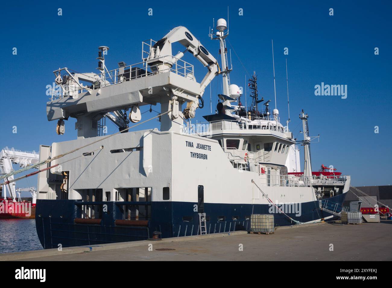 Tina Jeanette fishing vessel moored at its home port in Thyboron ...