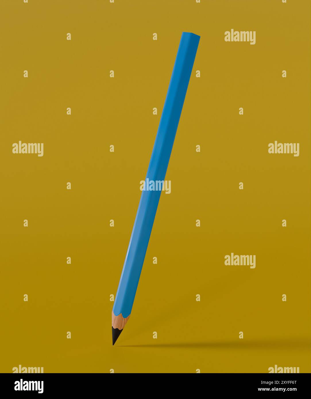 A simple blue graphite pencil with yellow background Stock Photo - Alamy