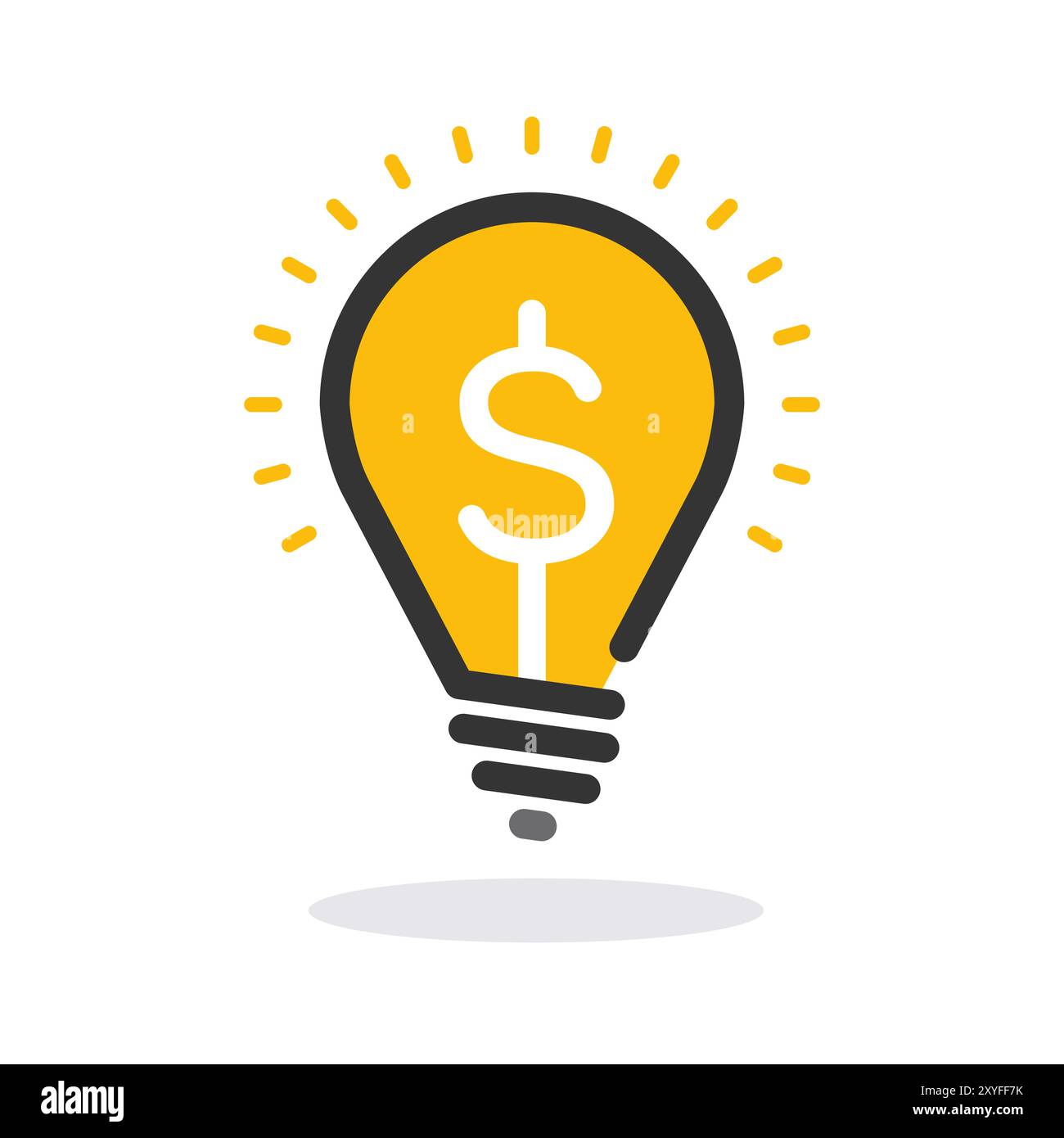 Yellow outline light bulb symbolizing idea in flat style. Vector ...
