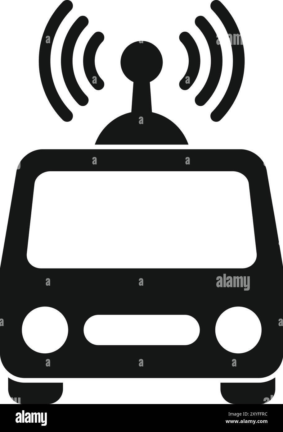 Simple icon representing a self driving vehicle receiving data through ...