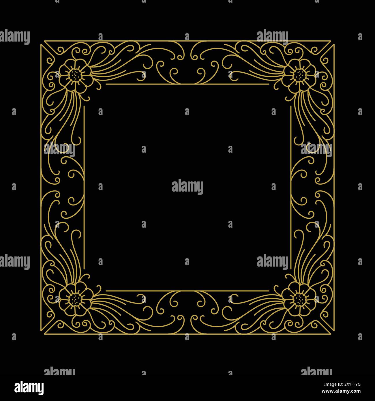 Vintage Square Royal Border Frame with Art Deco Flower Ornaments on ...