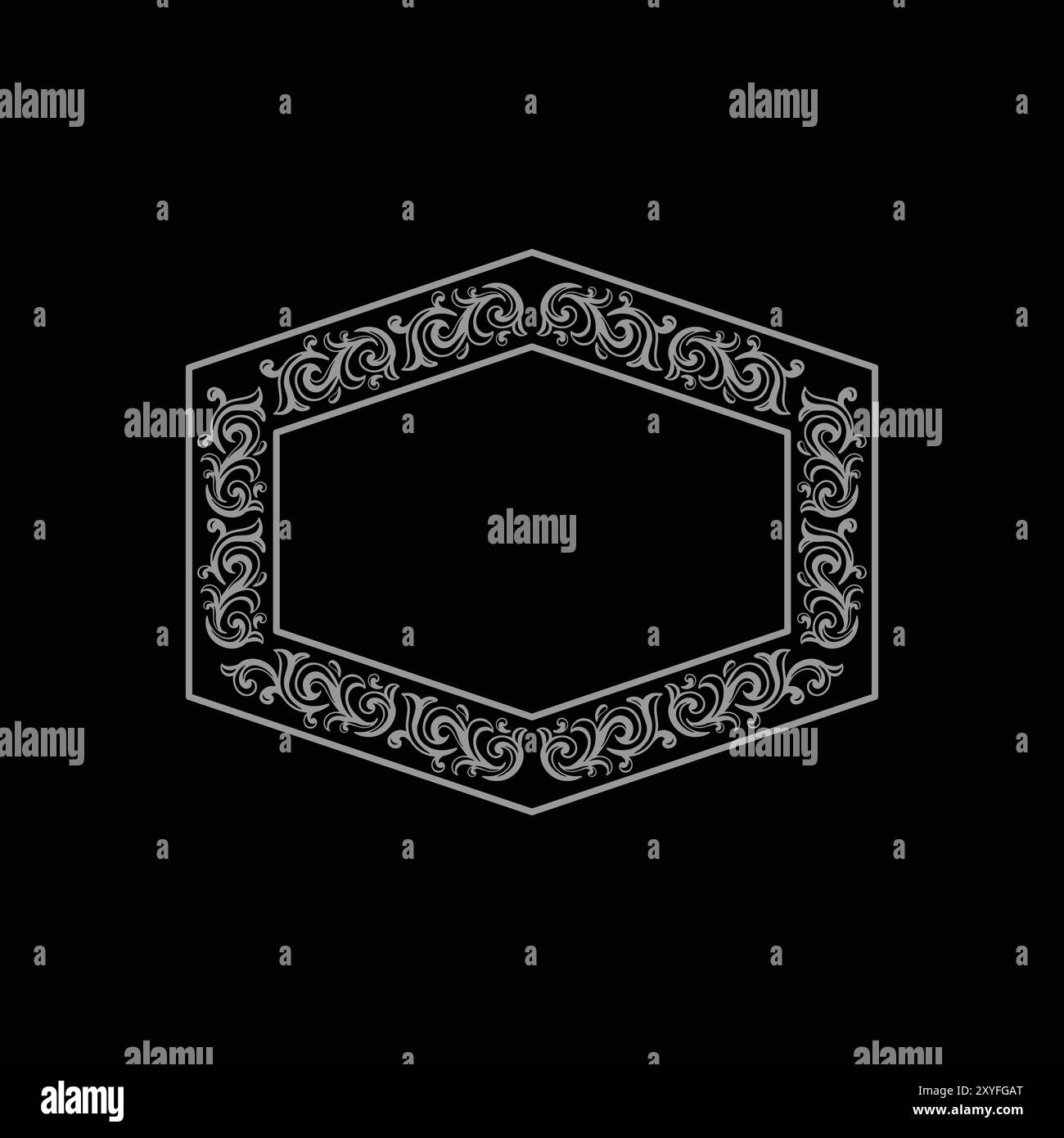 Hexagon Blank Circle Circular Vintage Retro Golden Royal Frame Border ...