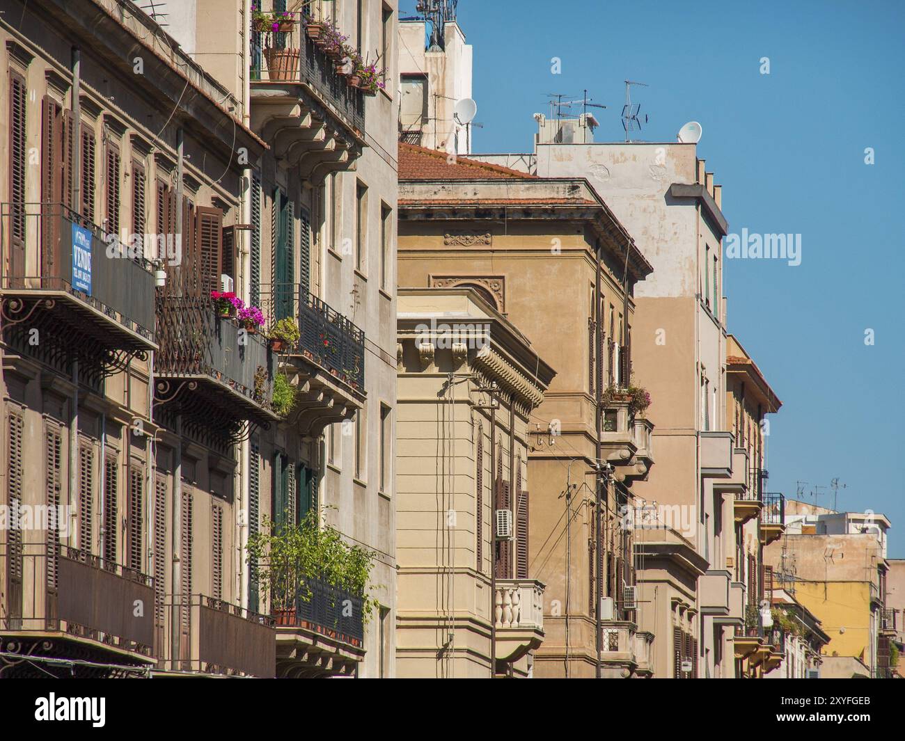 Multi-storey buildings with balconies and classic architectural details ...