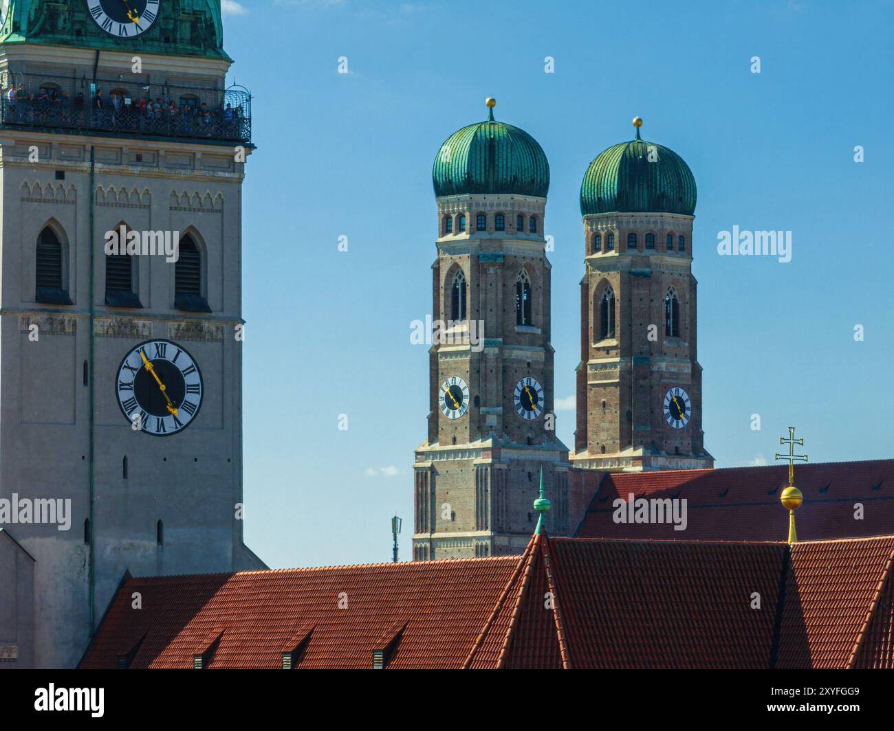 Alter Peter Tower and Church of Our Lady or Frauenkirche in Munich ...