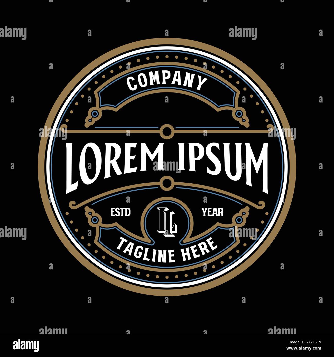 Circle and golden crown logo hi-res stock photography and images - Alamy