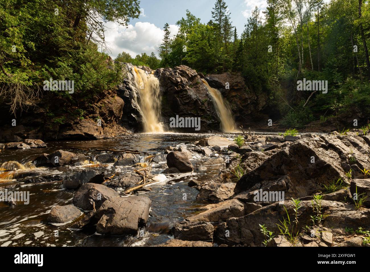The Little Manitou Falls waterfall on a beautiful Summer afternoon at ...