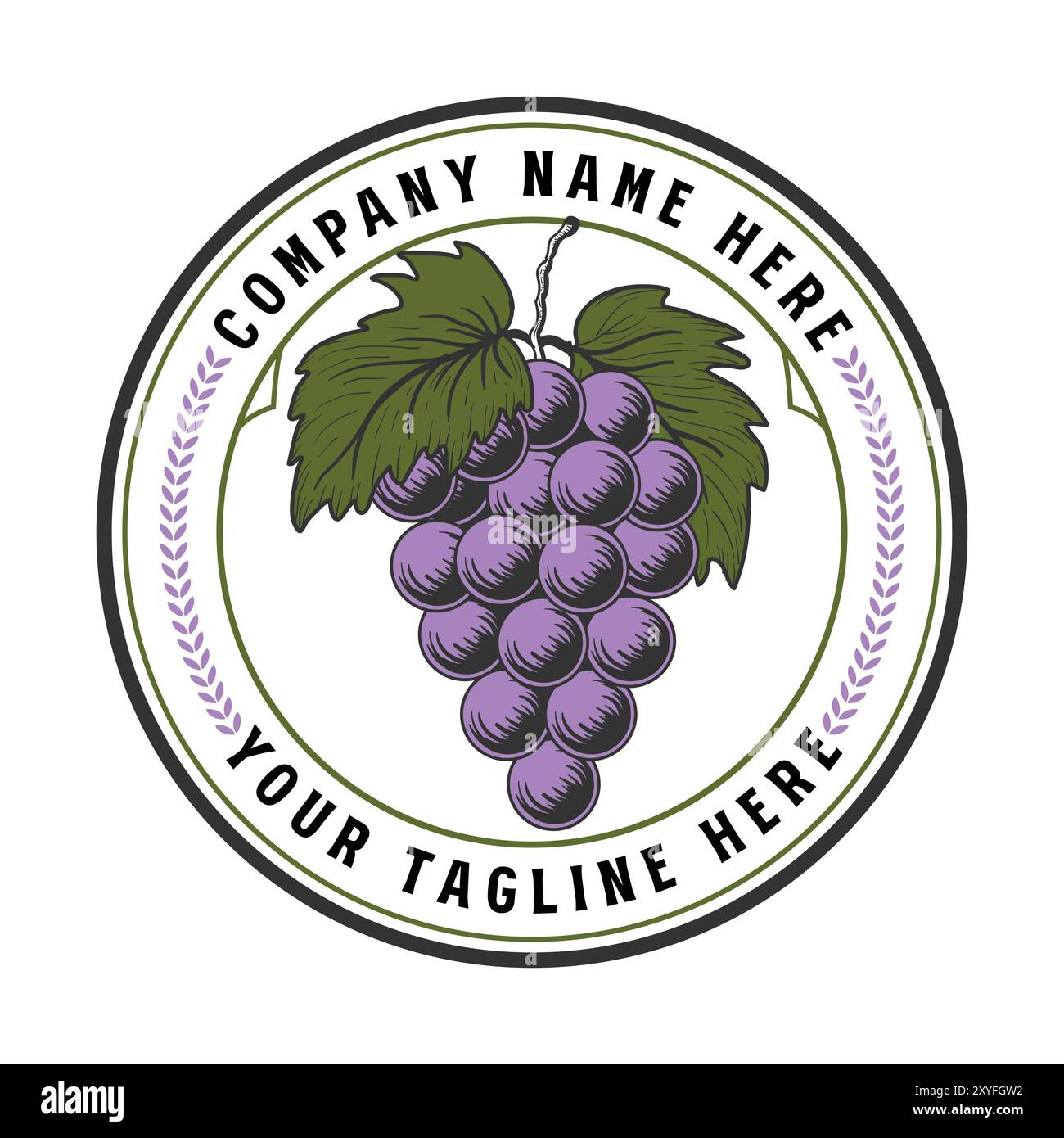 Vintage Grape Fruit Badge Emblem for Craft Beer Wine or Farm Garden ...