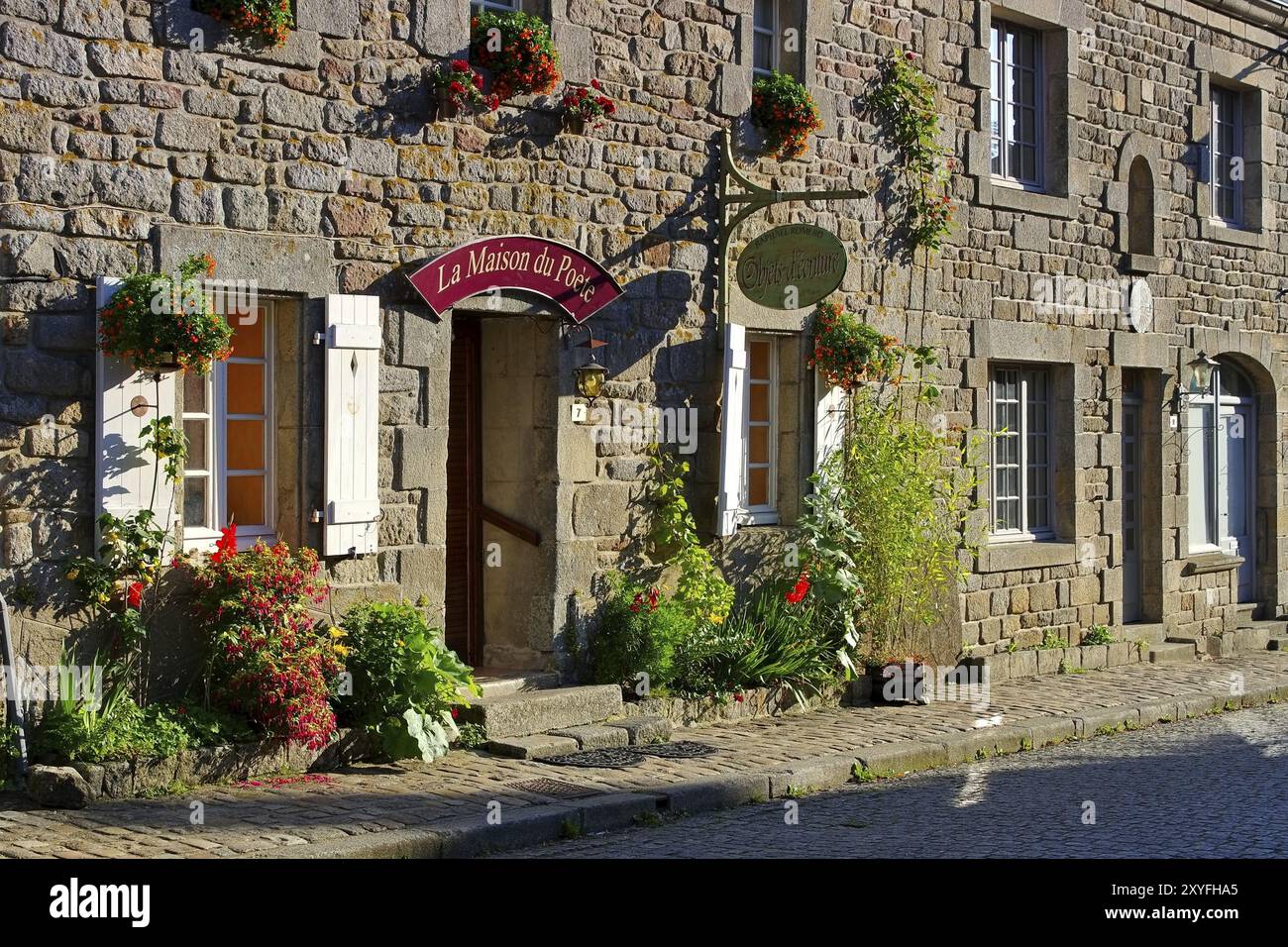 The medieval village of Locronan in Brittany, France, medieval village ...