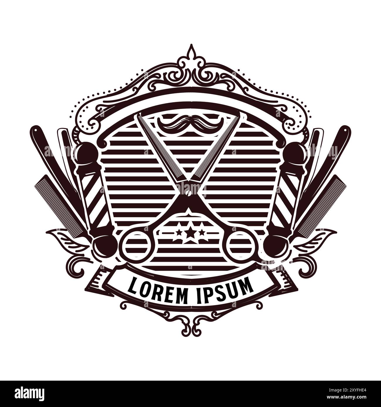 Old Retro Vintage Haircut or Barbershop Badge Emblem Label Design ...