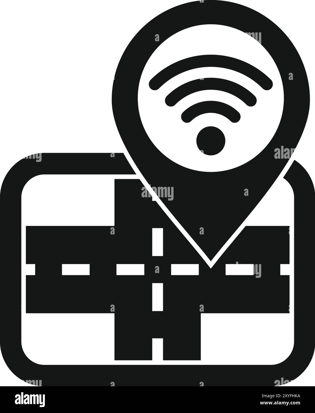 Pin icon is marking a spot on a map, showing a wireless internet access ...