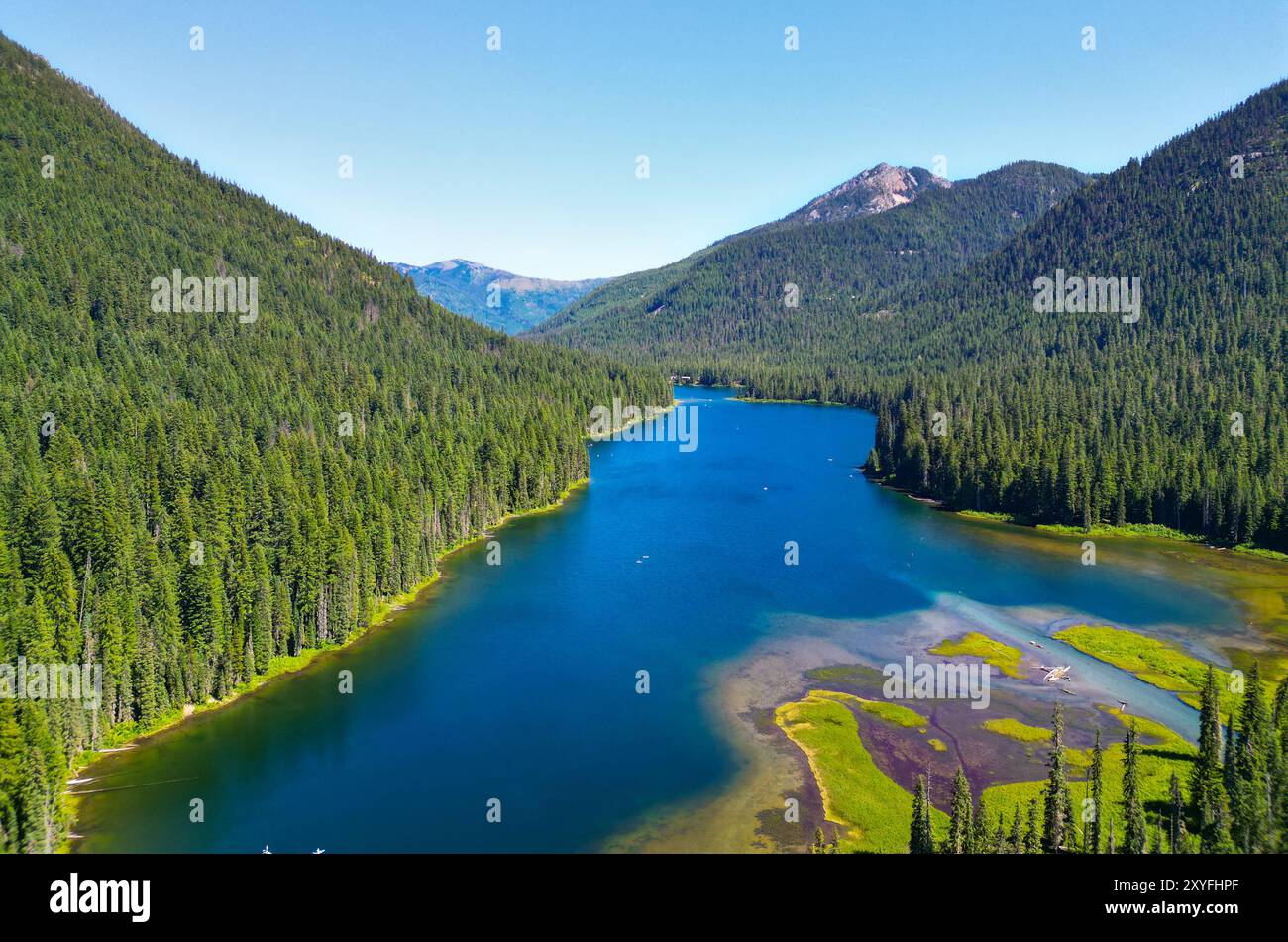 Cooper lake with mountain landscape. Landscape of mountain and forest ...