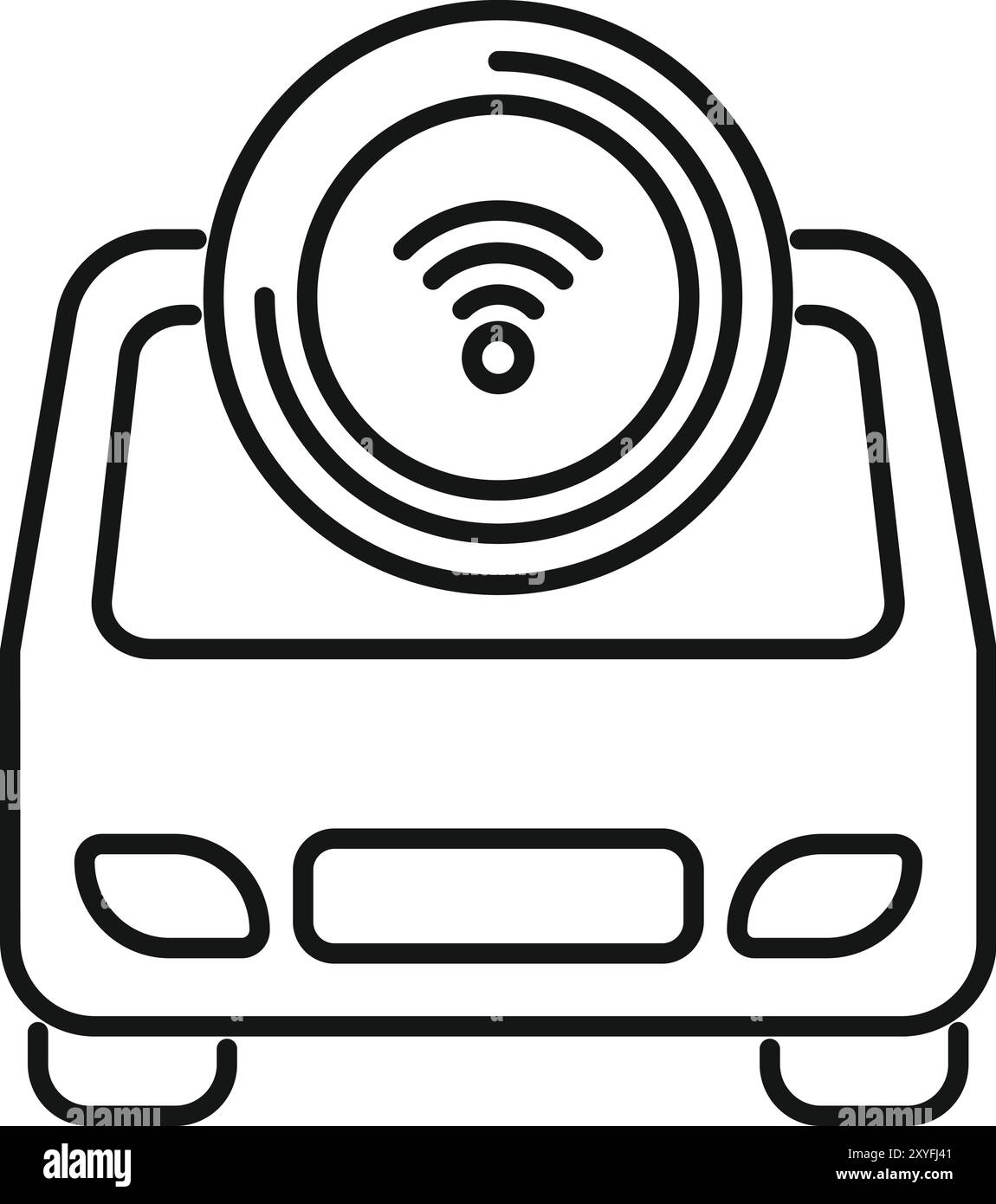This icon of a smart car using a wireless network represents the ...