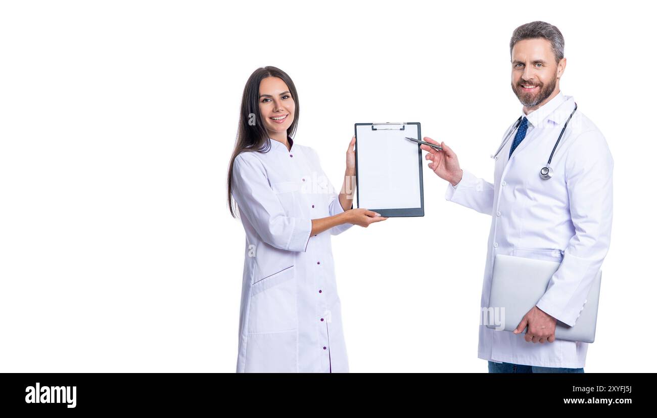 prescription healthcare. medical service. doctor hold clipboard writing ...