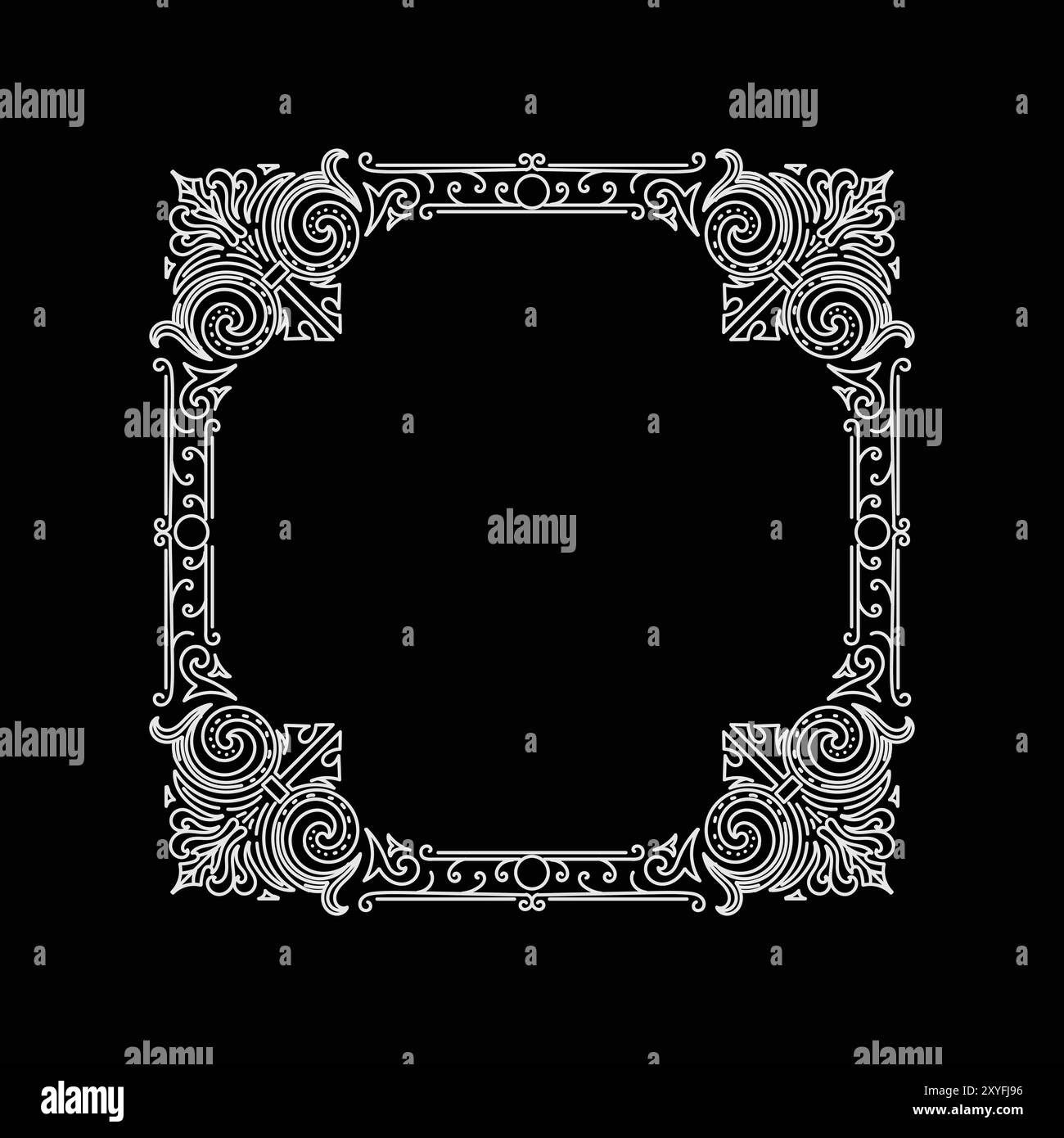 Vintage Square Royal Border Frame with Ornaments on Black Dark ...