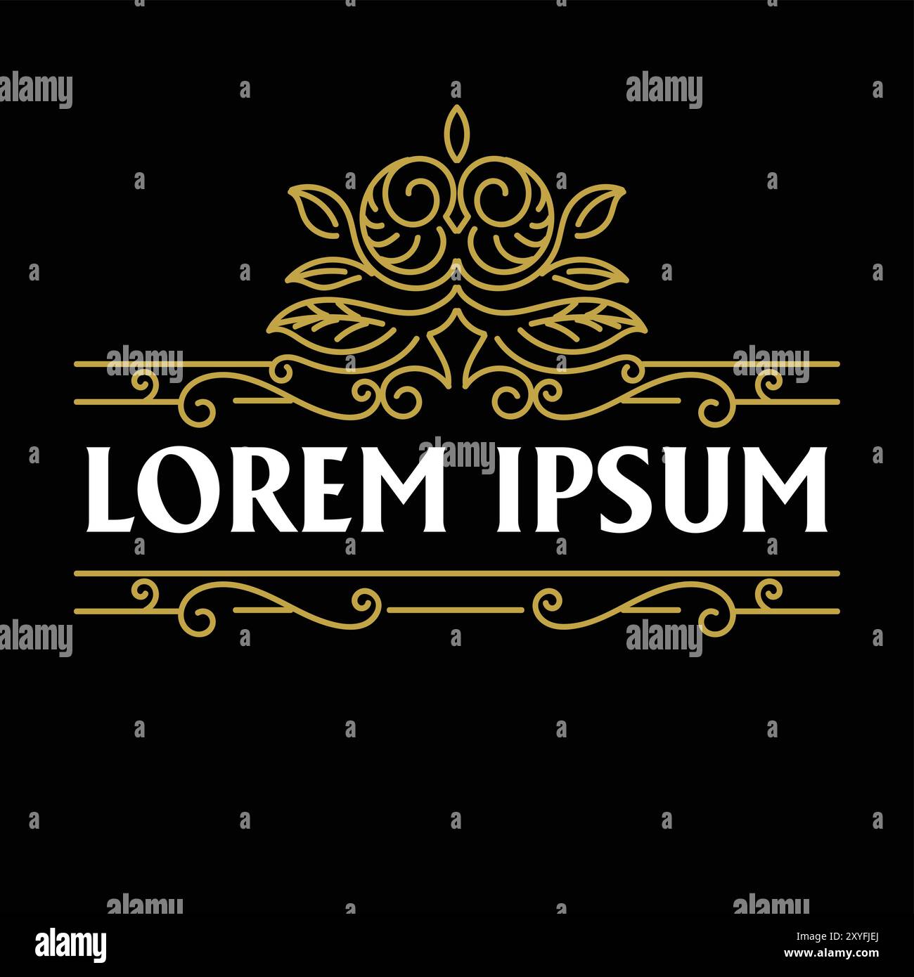 Golden Royal Border Frame with Rose Art Deco Ornaments Template Stock ...