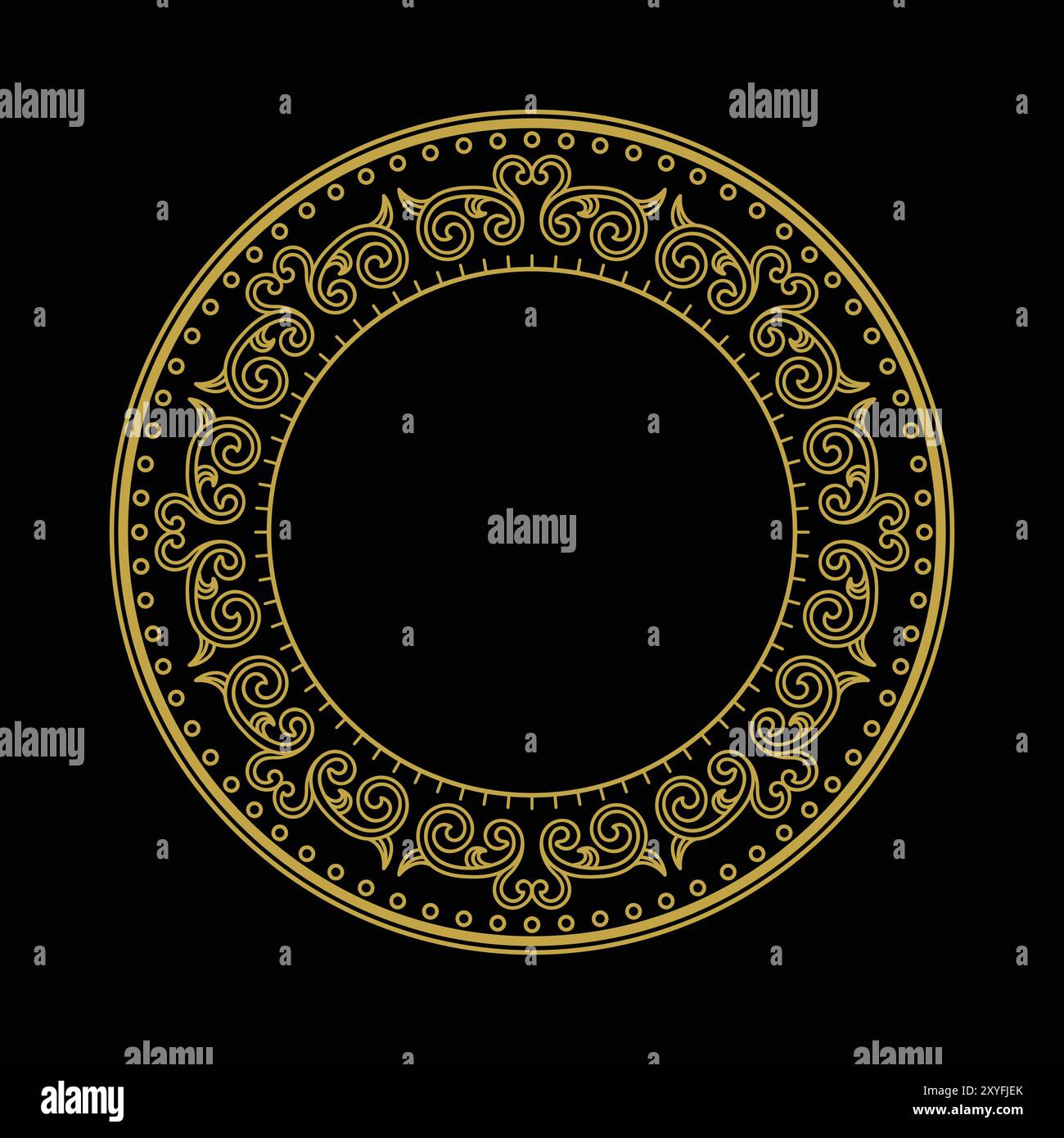 Vintage Golden Round Royal Border Frame with Art Deco Ornaments on ...