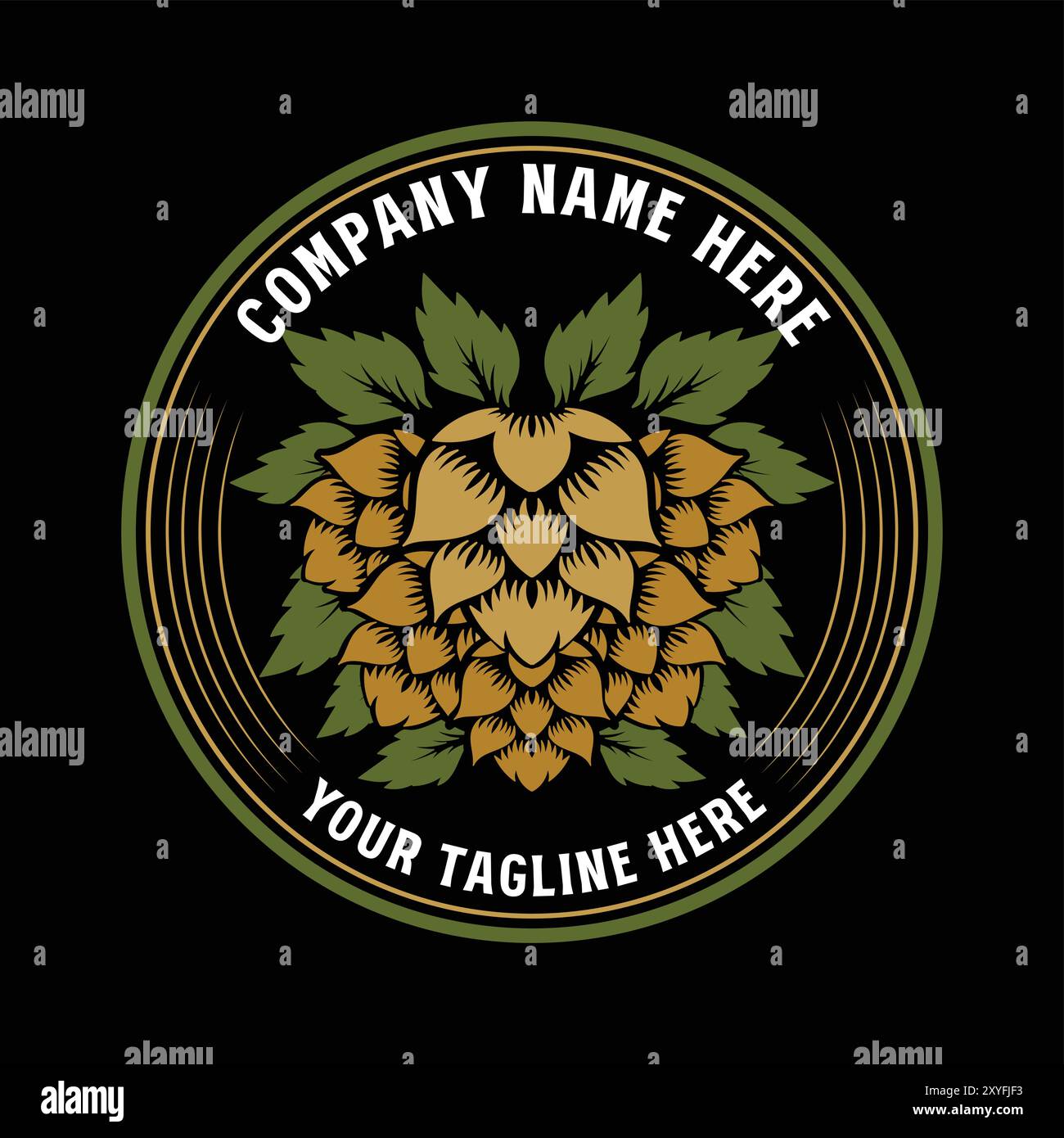 Circular Round Old Vintage Green Hop for Craft Beer Brewing or Brewery ...