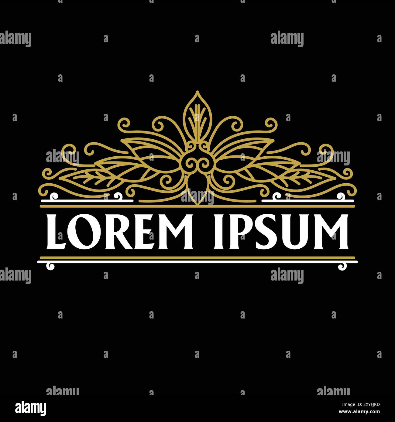 Golden Royal Border Frame with Art Deco Ornaments Template Stock Vector ...