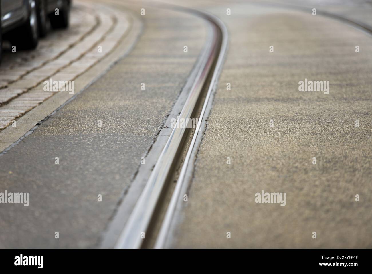 Tram tracks on a street in Berlin Stock Photo - Alamy
