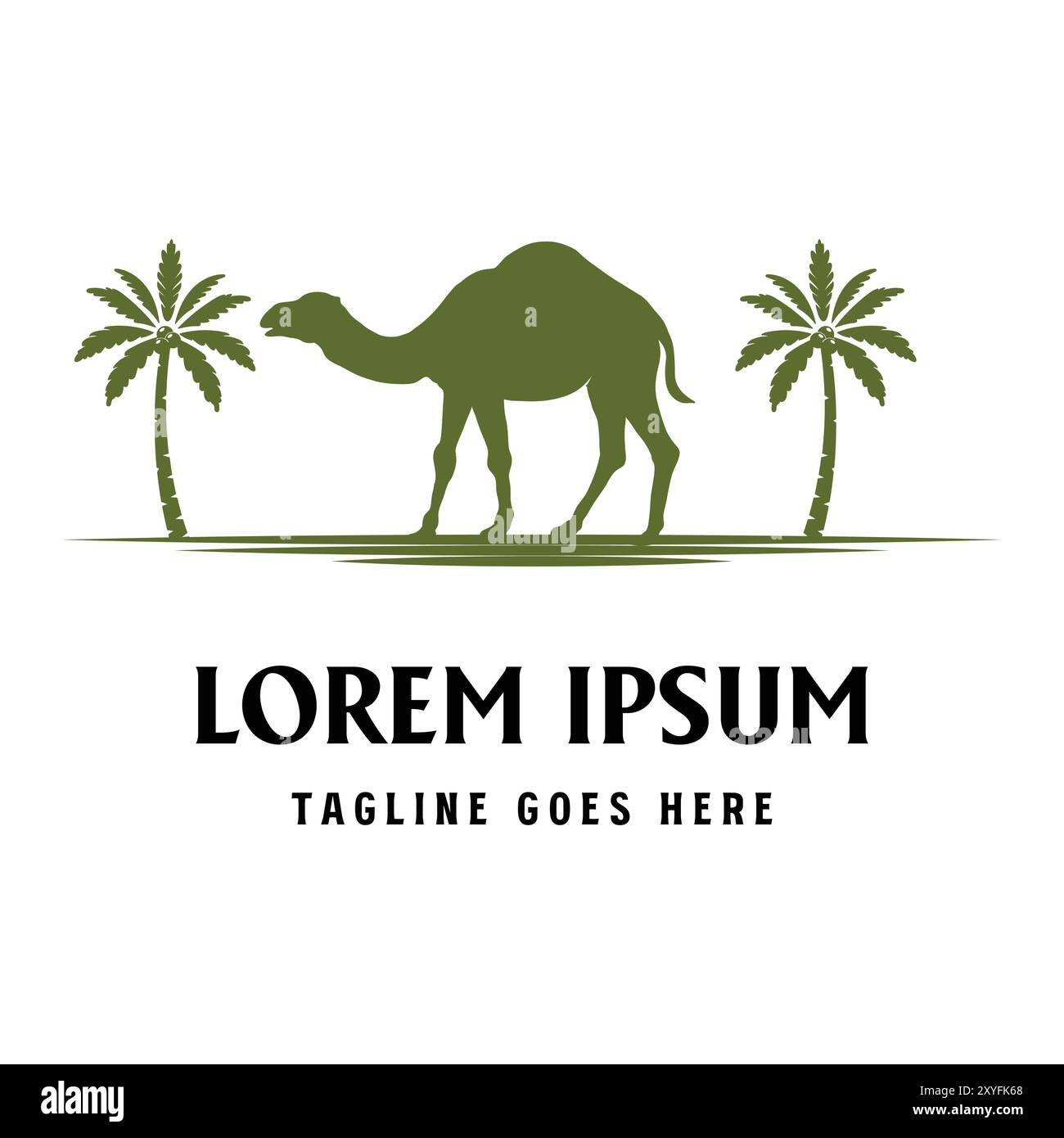 Middle East Desert with Palm Date and walking Camel Illustration Vector ...