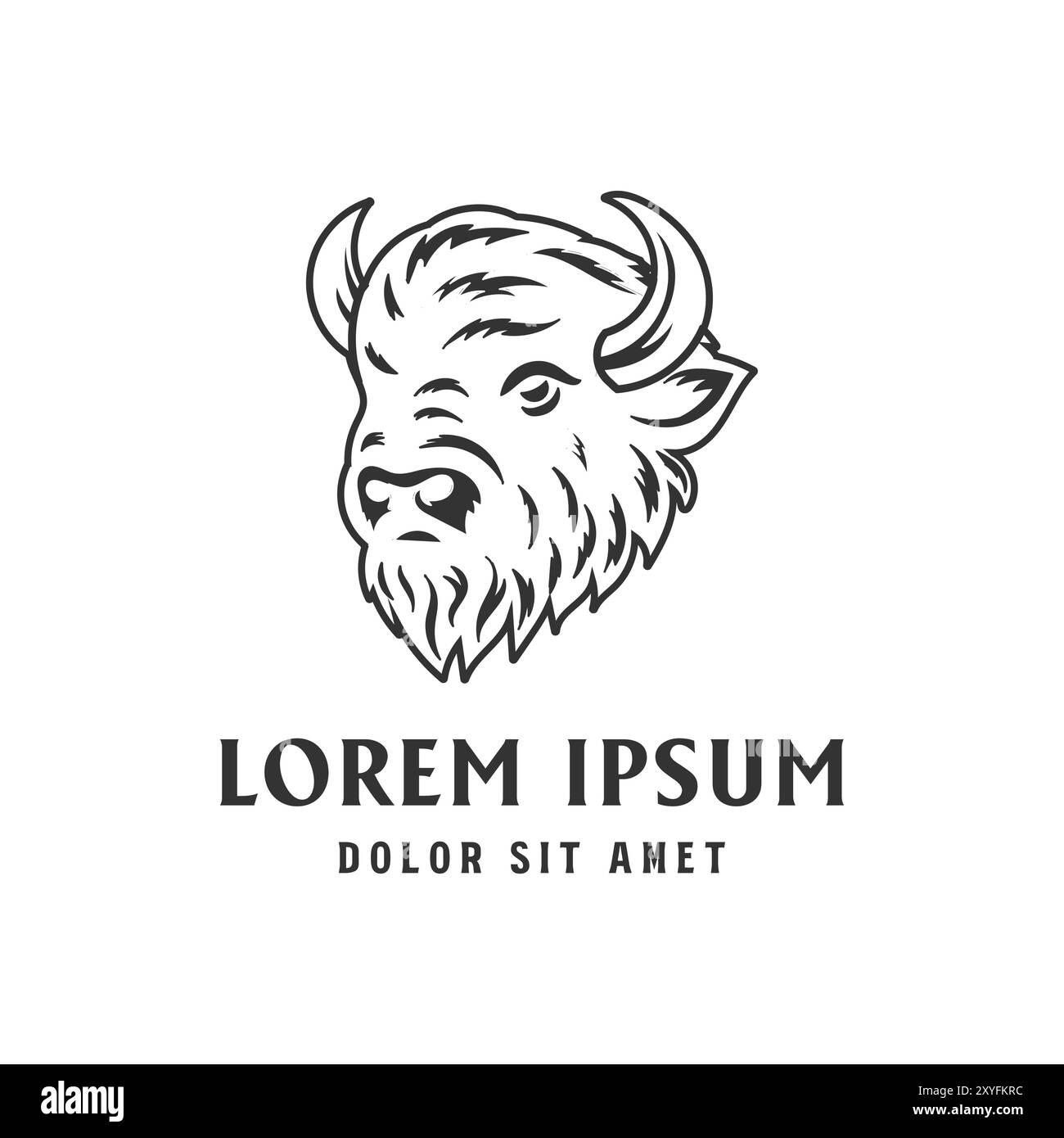 Vintage Hipster Rustic Bison Yaks Buffalo Bull Head Illustration ...