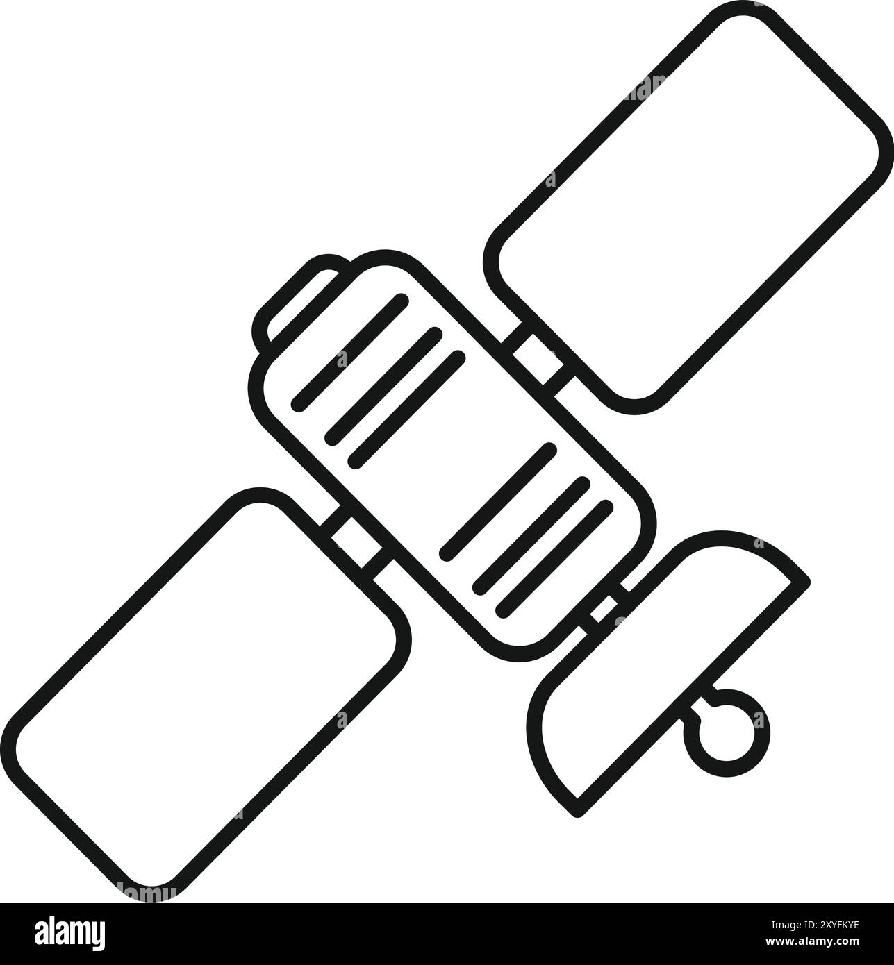 Simple vector of a space satellite orbiting earth, transmitting ...