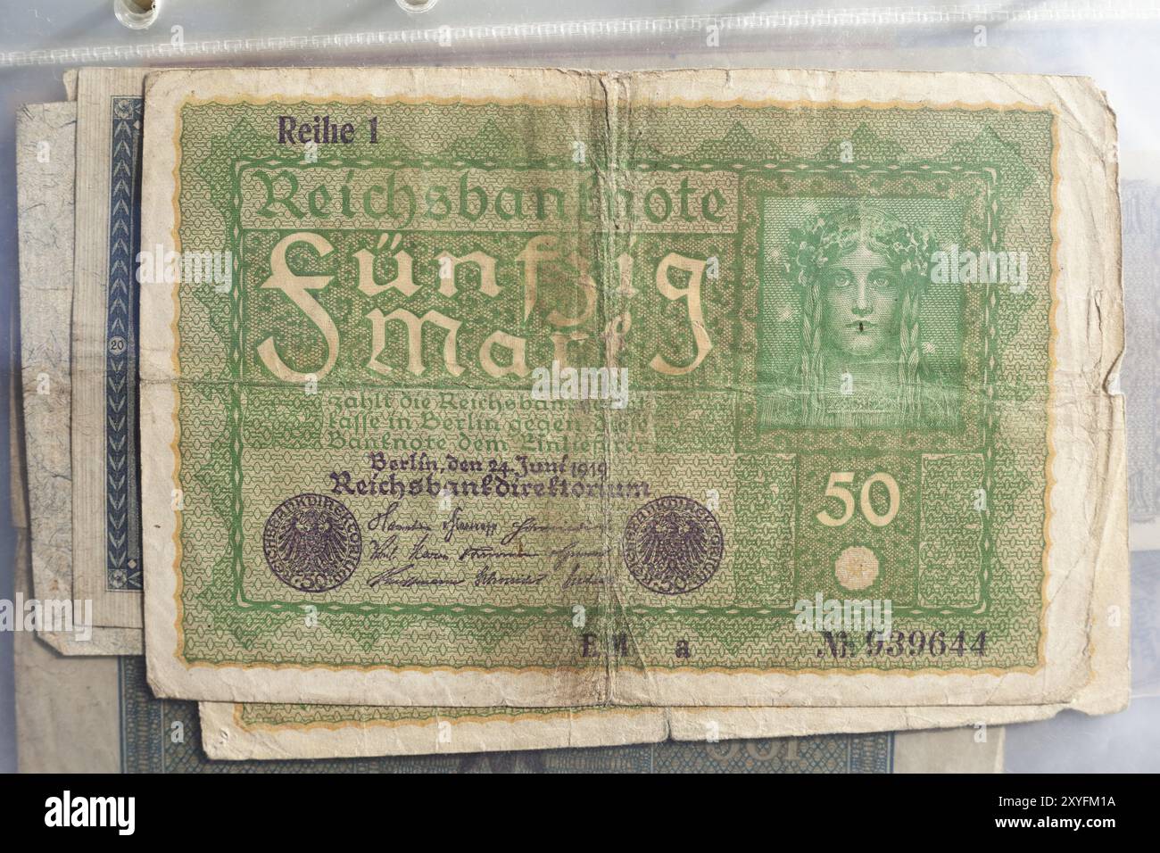 Historical banknote, Reichsbanknote, 50 Mark from 1919, German Reich ...