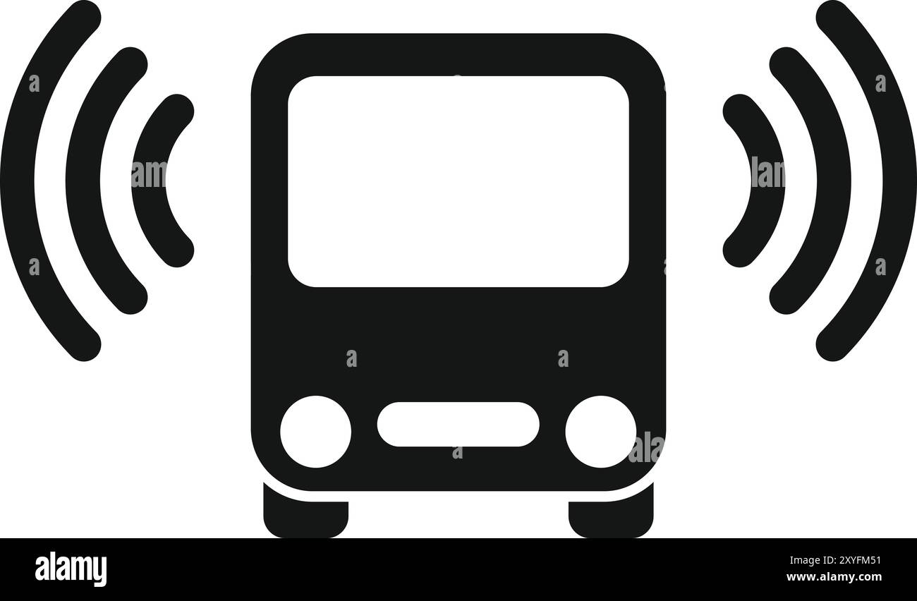 This simple icon represents a bus transmitting and receiving data ...
