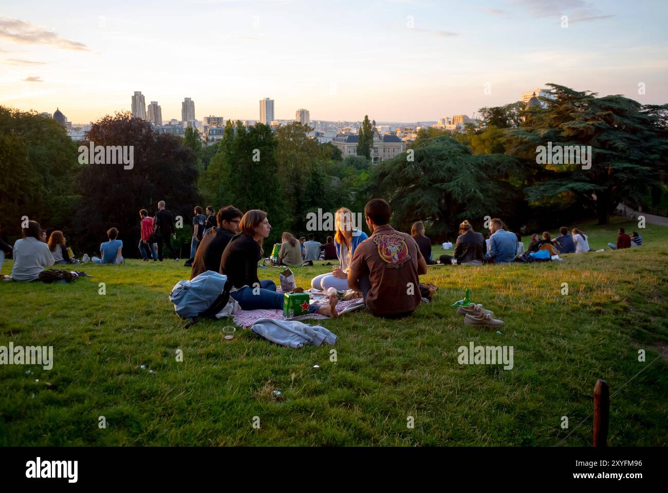 Paris, France, Crowd Young French People, Relaxing in Public Park at ...