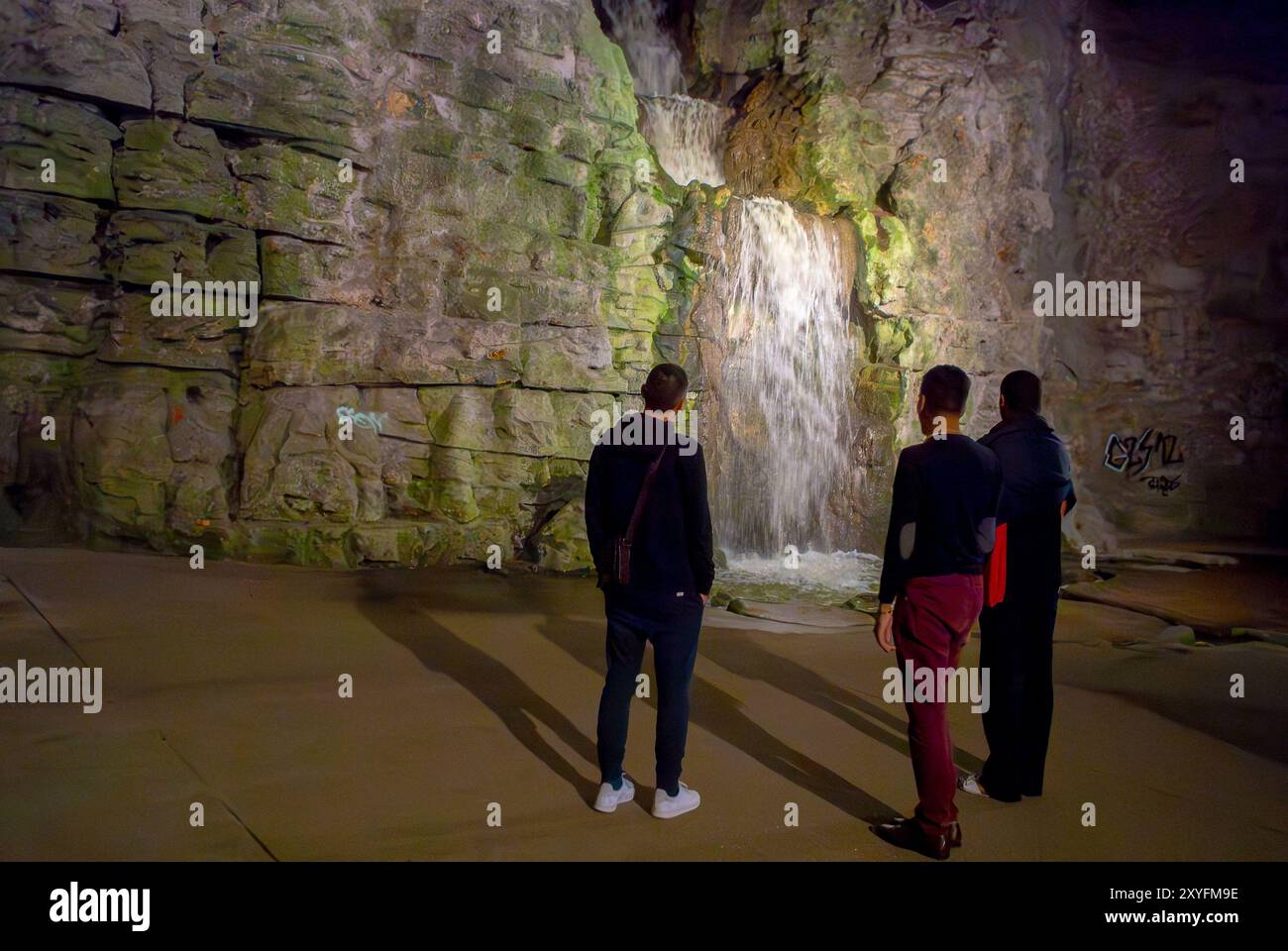 Paris, France, Crowd Young French People, Visiting inside Cave, in ...