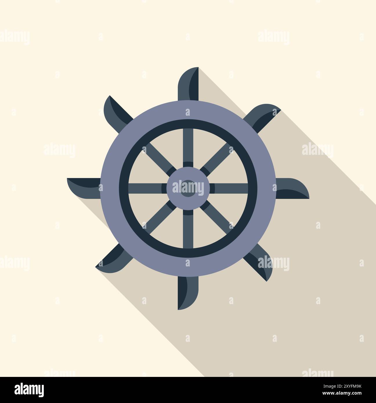 Ship steering wheel controlling navigation direction with long shadow ...