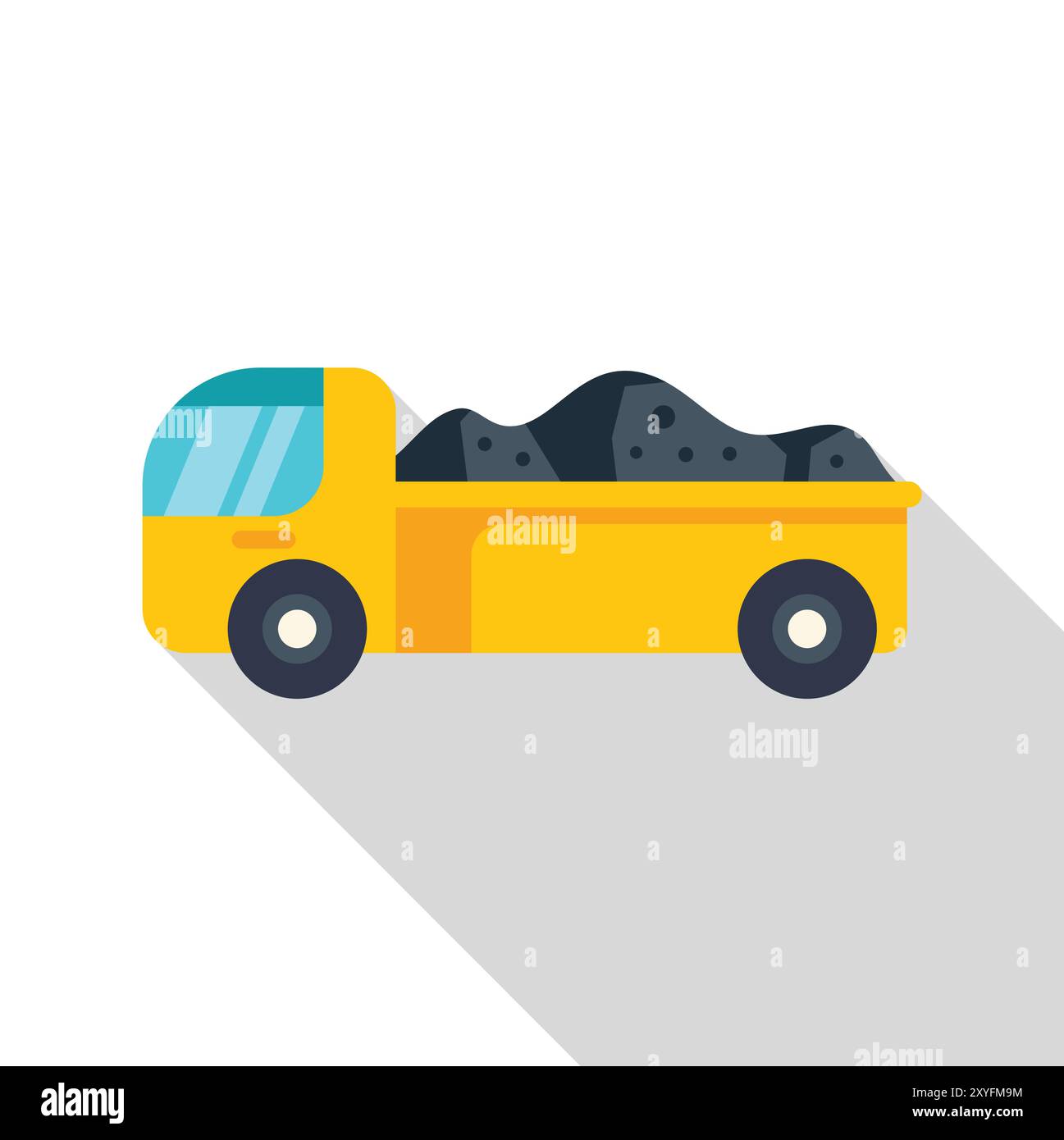 Simple vector illustration of a mining truck transporting coal, in flat ...