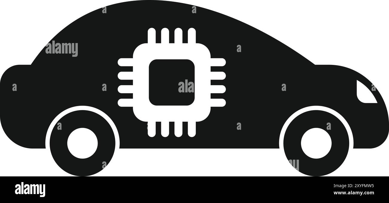 Black smart car side view icon representing artificial intelligence in ...