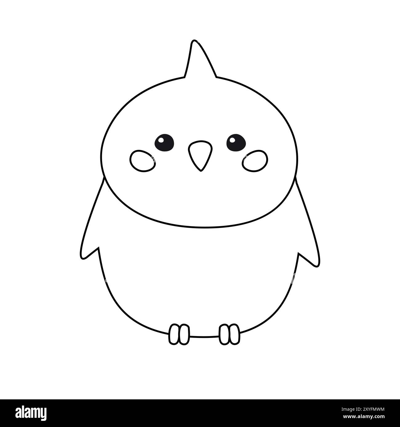 Vector hand drawn flat outline cockatiel parrot isolated on white ...