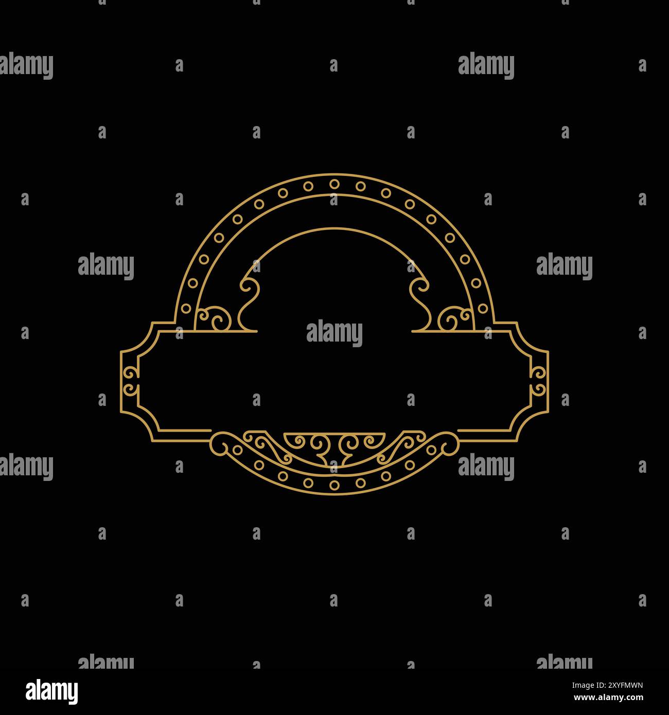 Blank Circle Circular Vintage Retro Golden Royal Frame Border Badge ...