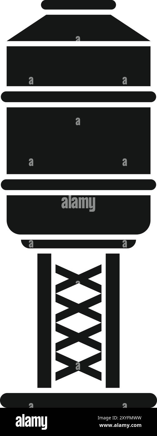 Water tower standing on support beams icon in simple style isolated on ...