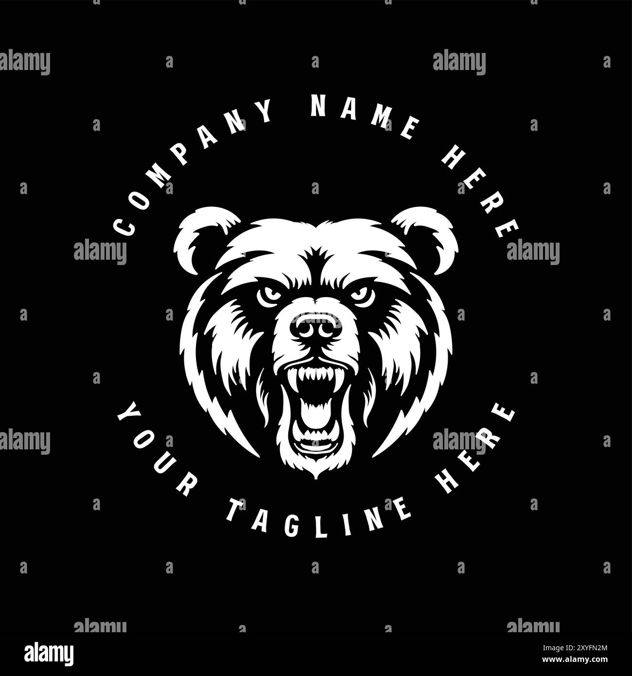 Vintage Retro Hand Drawn Roaring Angry Ice Polar Grizzly Bear Head ...