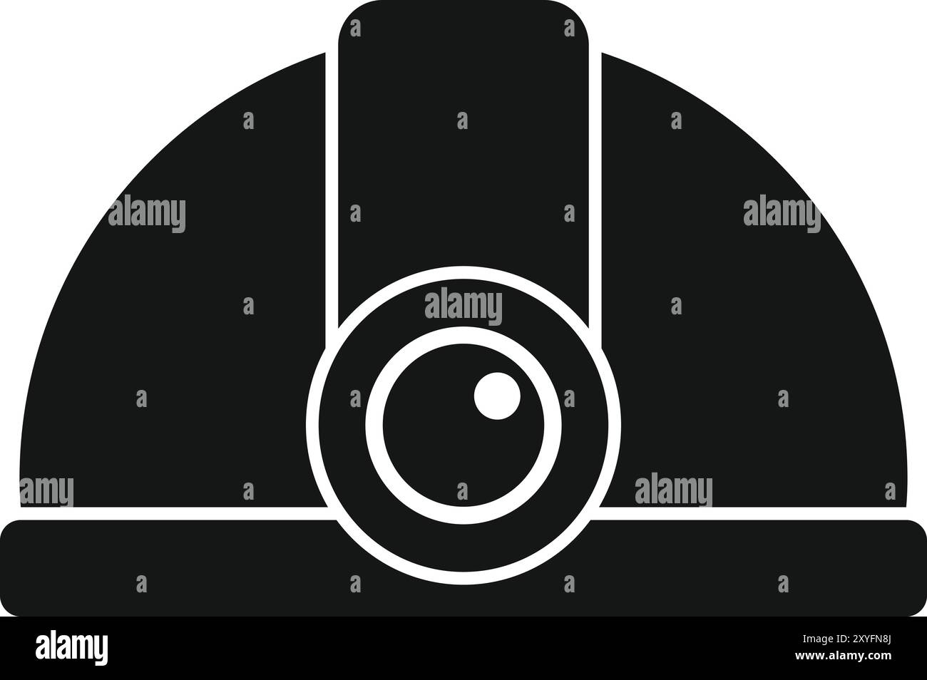 Black and white icon of a mining helmet with a headlamp, essential ...