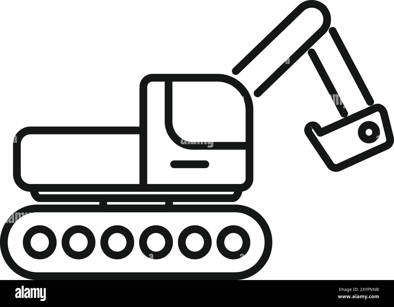 Minimalistic line drawing representing an excavator at work Stock ...