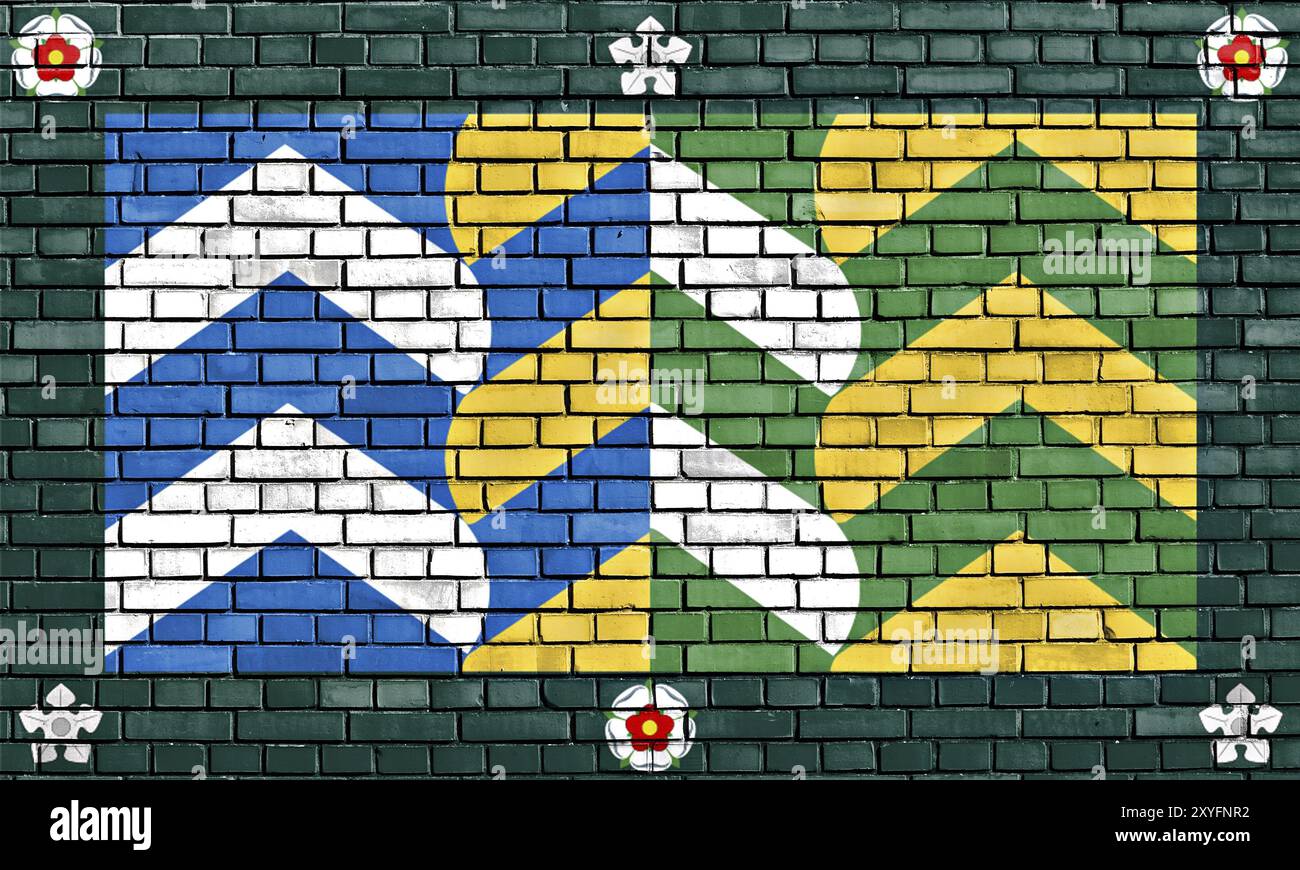 Flag of Cumbria painted on brick wall Stock Photo - Alamy