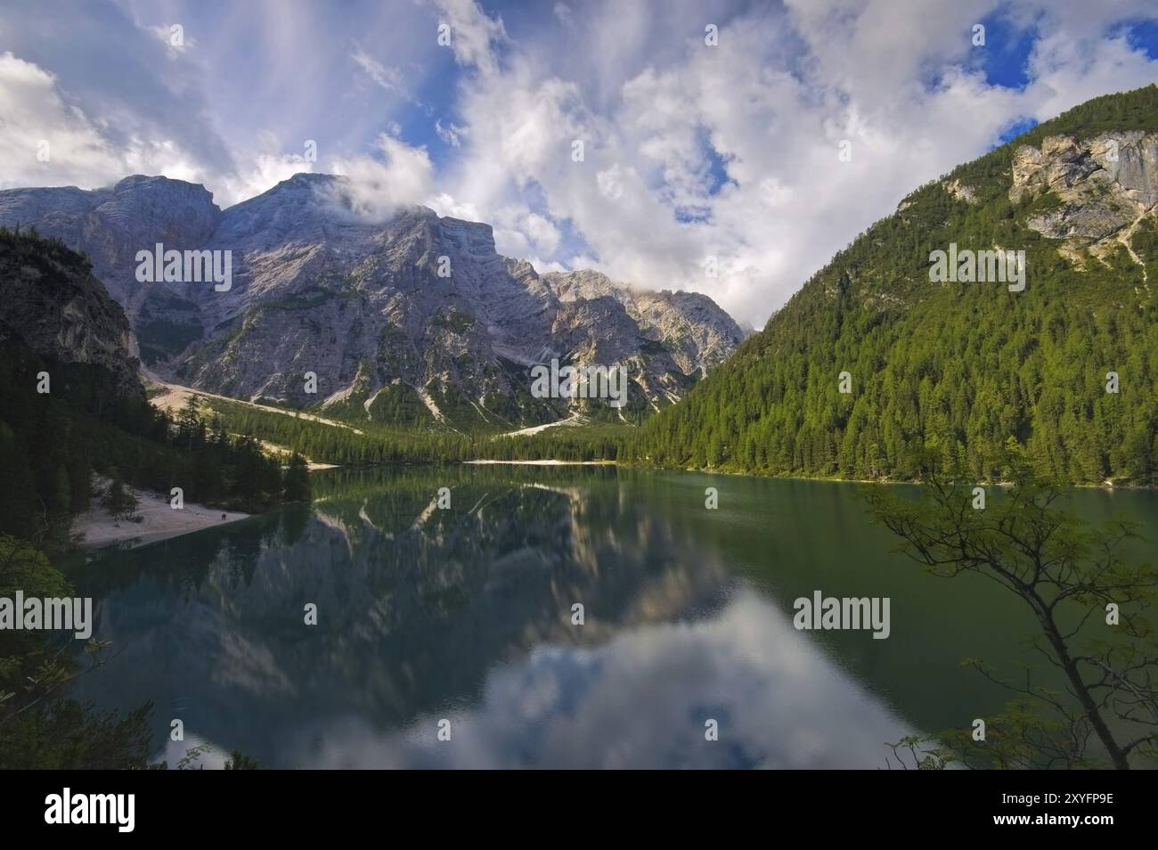 Lake Lake Prags in the Dolomites, Lake Lake Prags in the Italian Alps ...