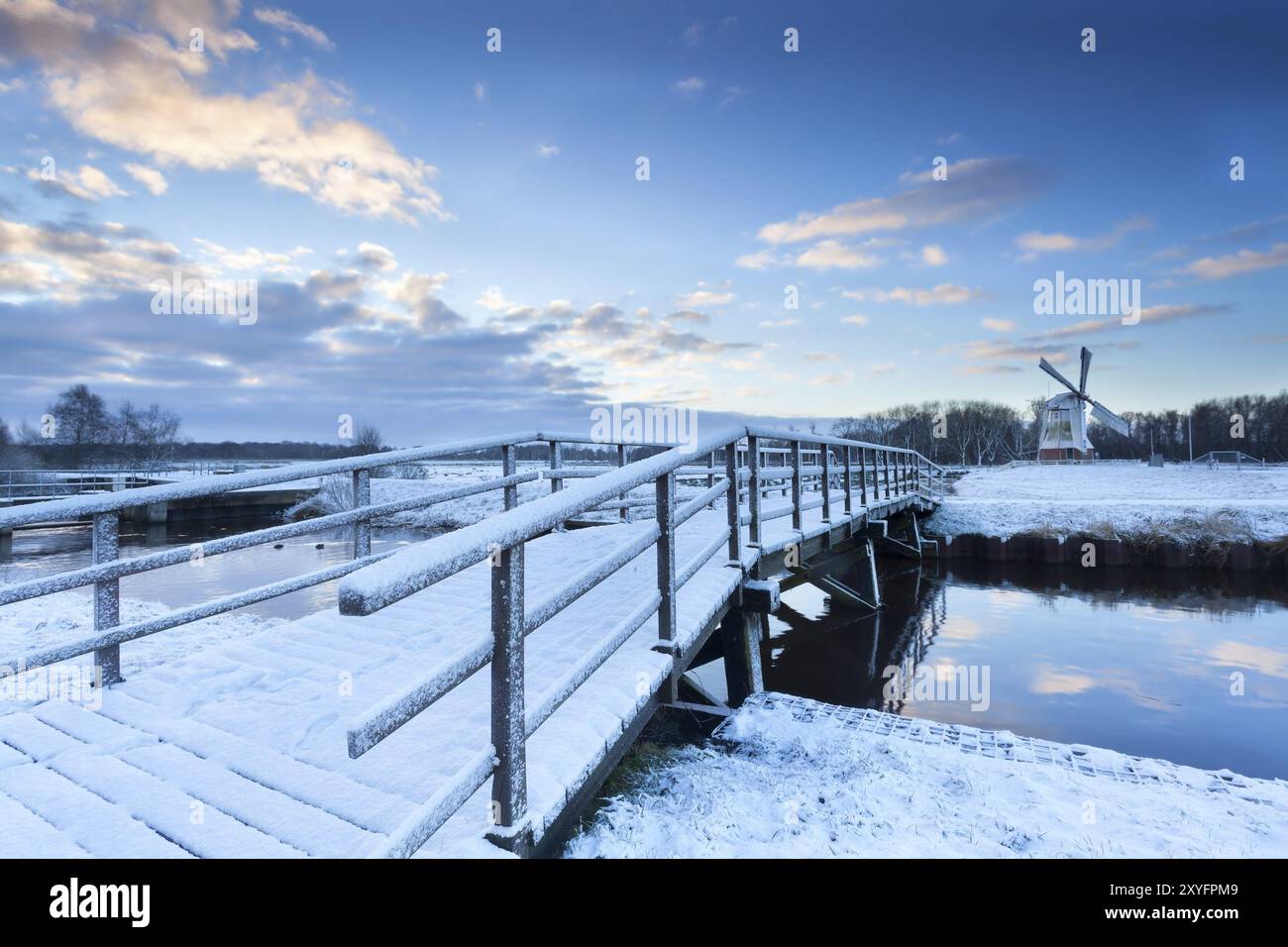 Bridge windmill in snowy hi-res stock photography and images - Alamy