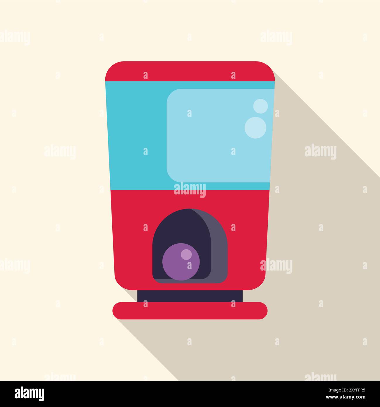 Red gumball vending machine dispensing a candy ball with long shadow on ...